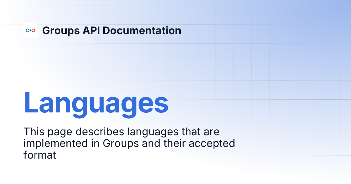 Languages | Groups API Documentation